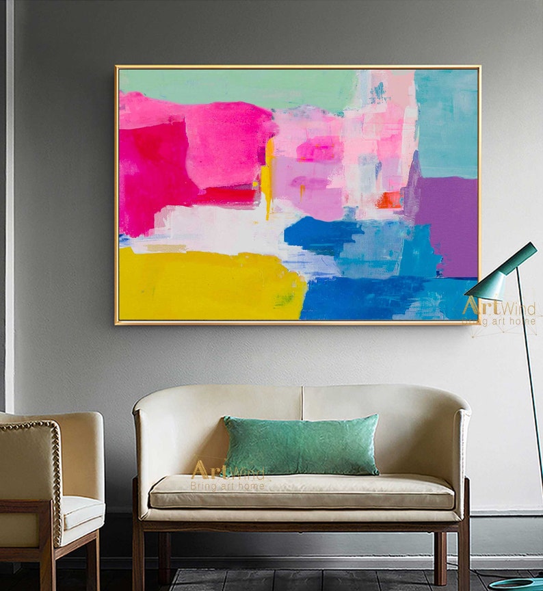 Extra Large Colorful Abstract Painting on Canvas Yellow and | Etsy