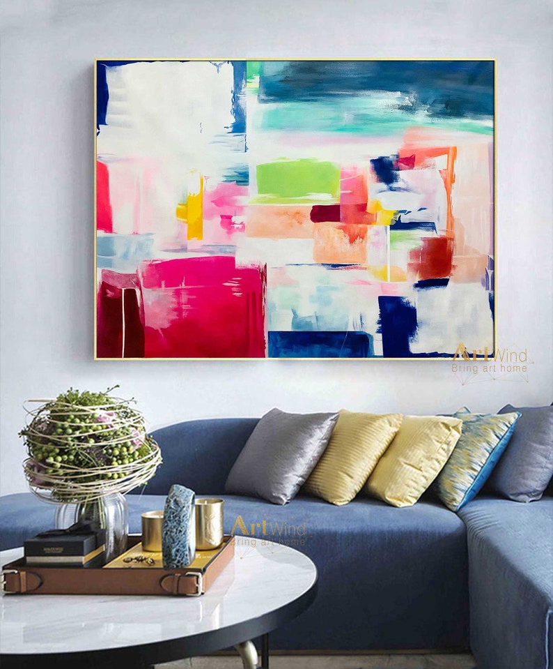 Large Colorful Abstract Painting on Canvas Bright Painting | Etsy