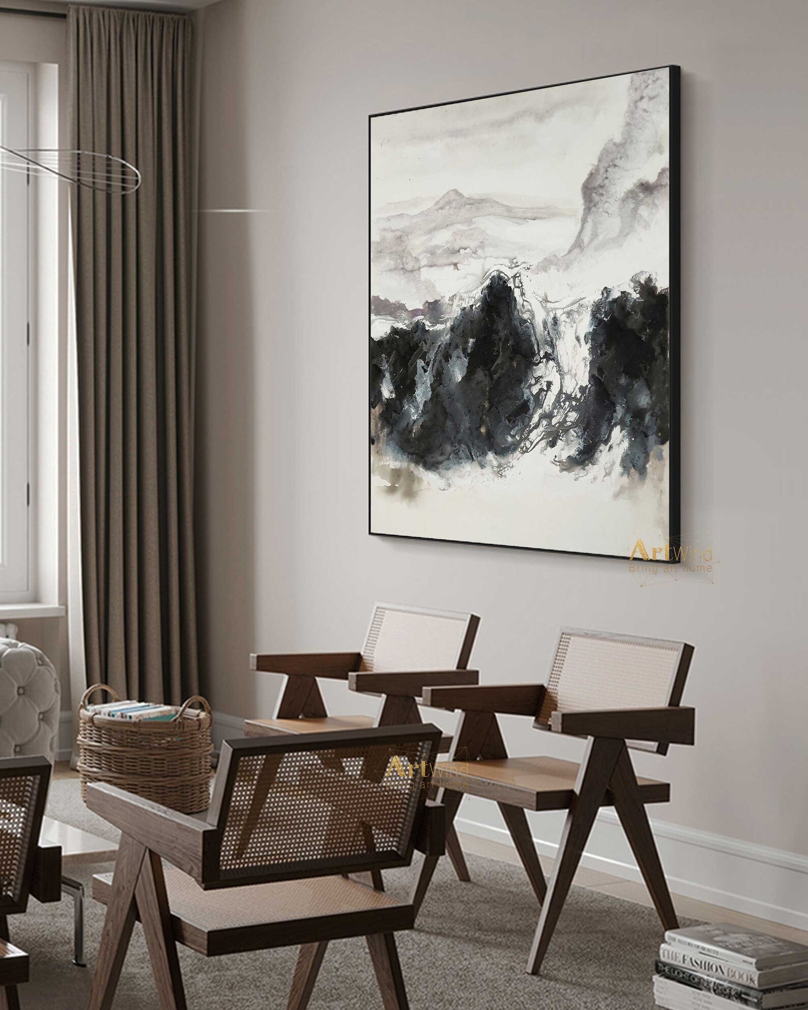 Large Ink Abstract Painting Original Artwork Landscape - Etsy