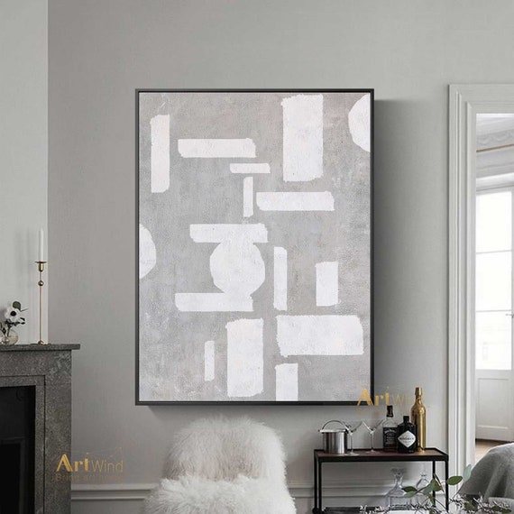 Large Grey Abstract Painting Gray Minimalist Abstract Canvas | Etsy