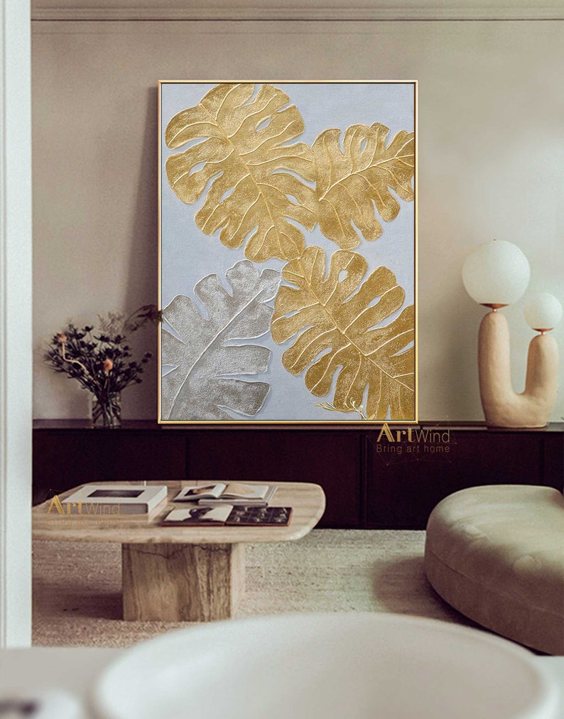 Large Silver Original Painting on Canvas Abstract Painting | Etsy