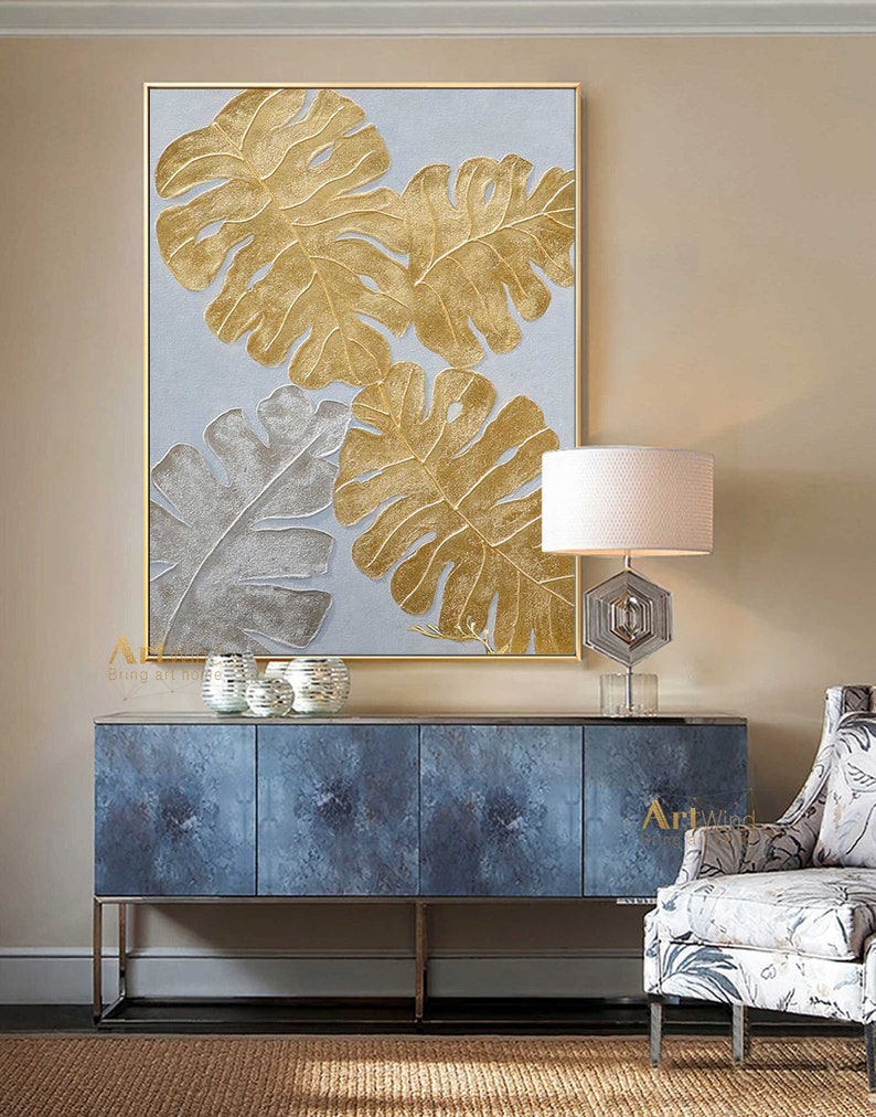 Large Silver Original Painting on Canvas Abstract Painting | Etsy