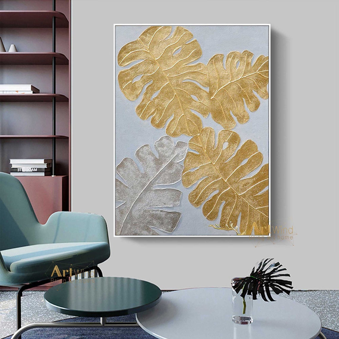 Large Silver Original Painting On Canvas Abstract Painting | Etsy