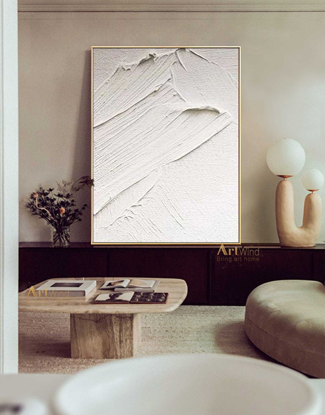 White Abstract Canvas Art 3D Textured Painting White Abstract Painting ...