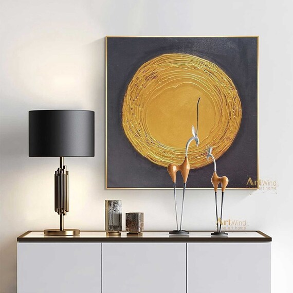 Extra Large Gold Leaf Painting Gold Minimalist Art Black - Etsy