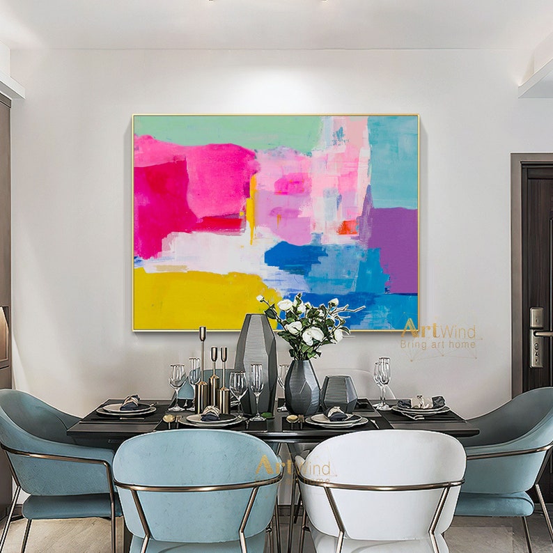 Extra Large Colorful Abstract Painting on Canvas Yellow and | Etsy