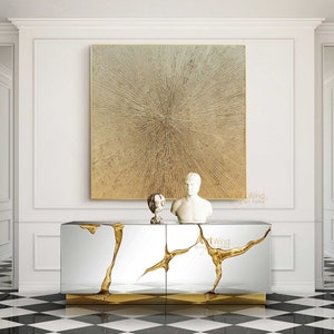 Large Gold Foil Painting Gold Abstract Canvas Art Original Painting ...