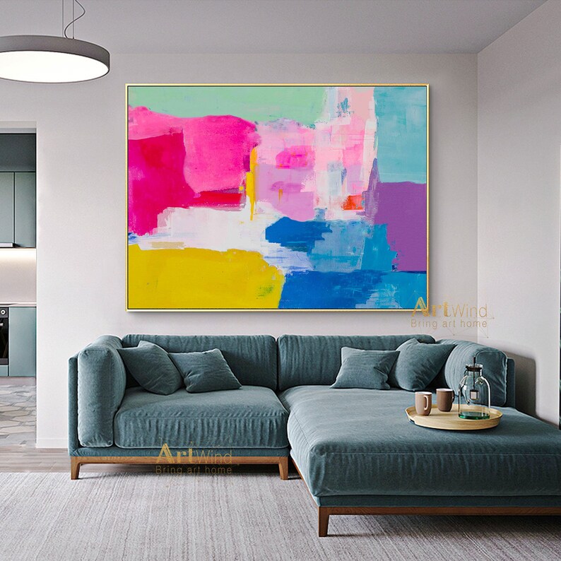 Extra Large Colorful Abstract Painting on Canvas Yellow and | Etsy