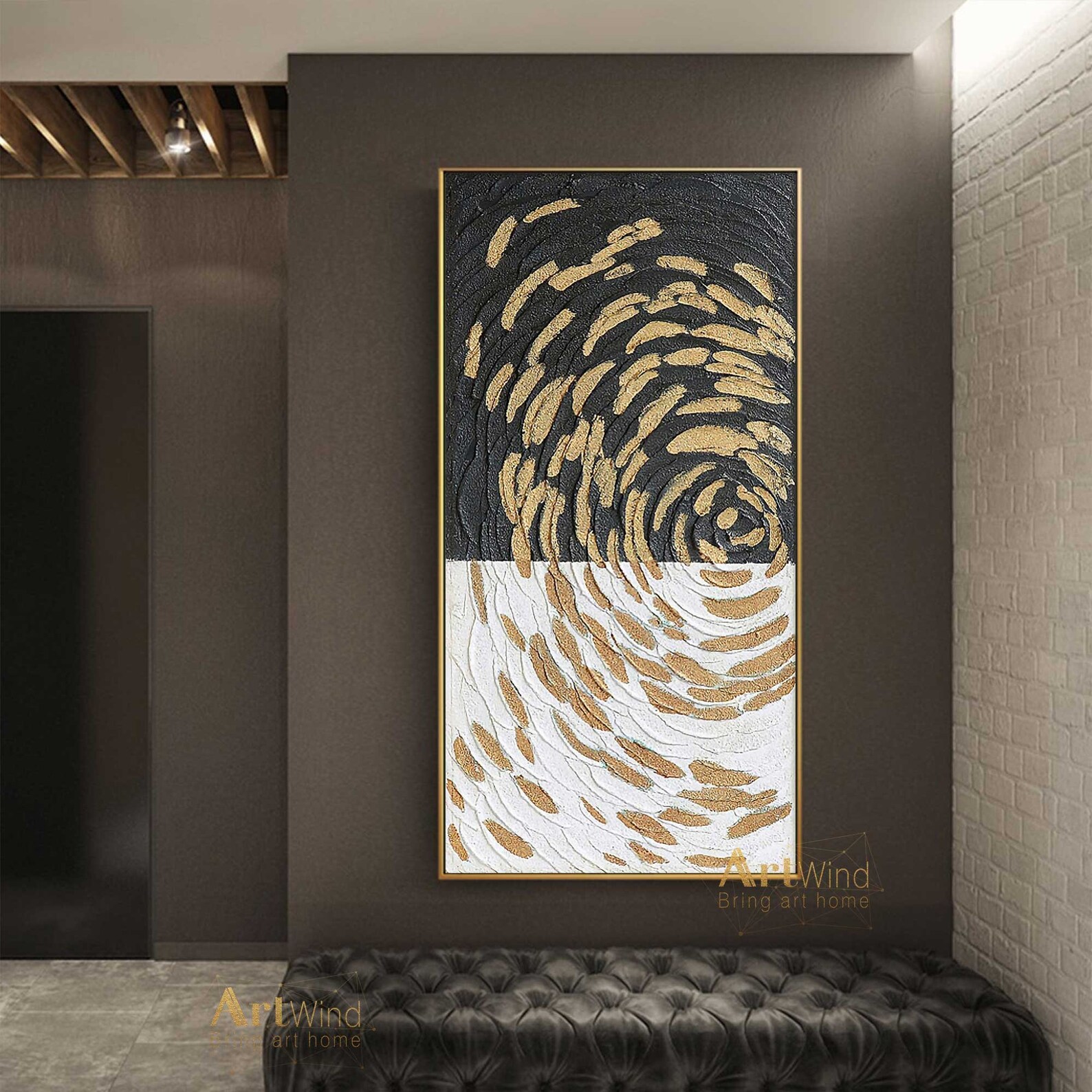 Original Gold Leaf Abstract Painting Gold and Black Abstract | Etsy