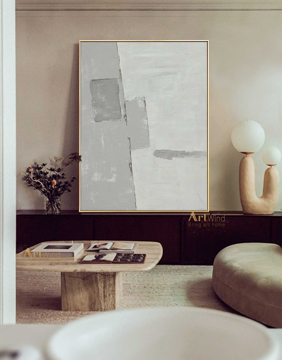 Large Abstract Painting Gray Original Artwork Minimalist | Etsy