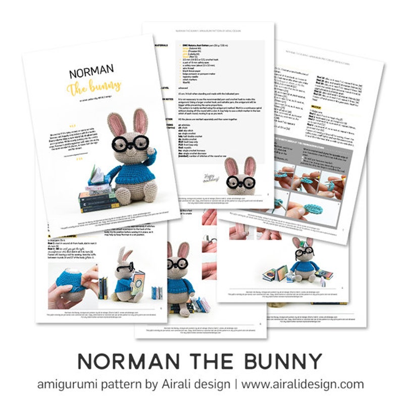 Norman the Amigurumi Bunny | Crochet PDF Pattern | With Crochet Sweater ...