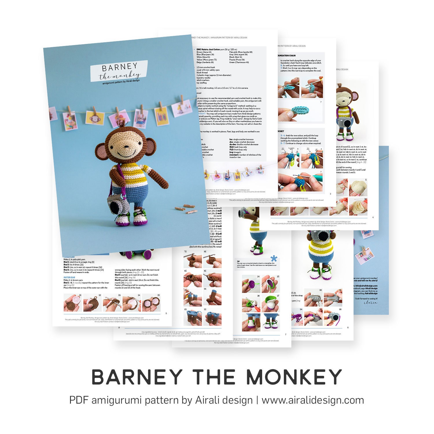 Barney the Monkey Amigurumi Crochet PDF Pattern With - Etsy