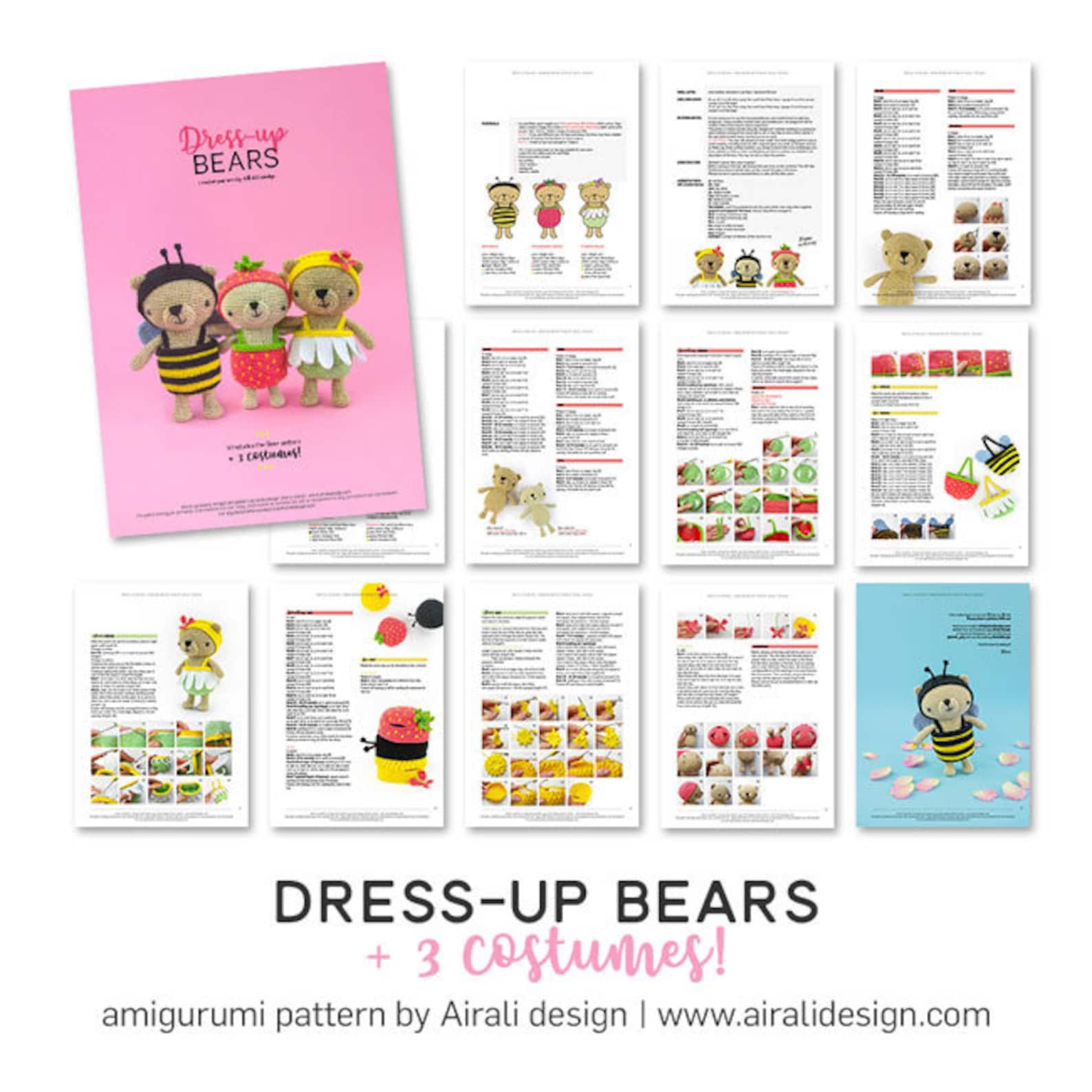 Dress-up Bears Amigurumi Crochet PDF Pattern 1 Bear 3 - Etsy Australia