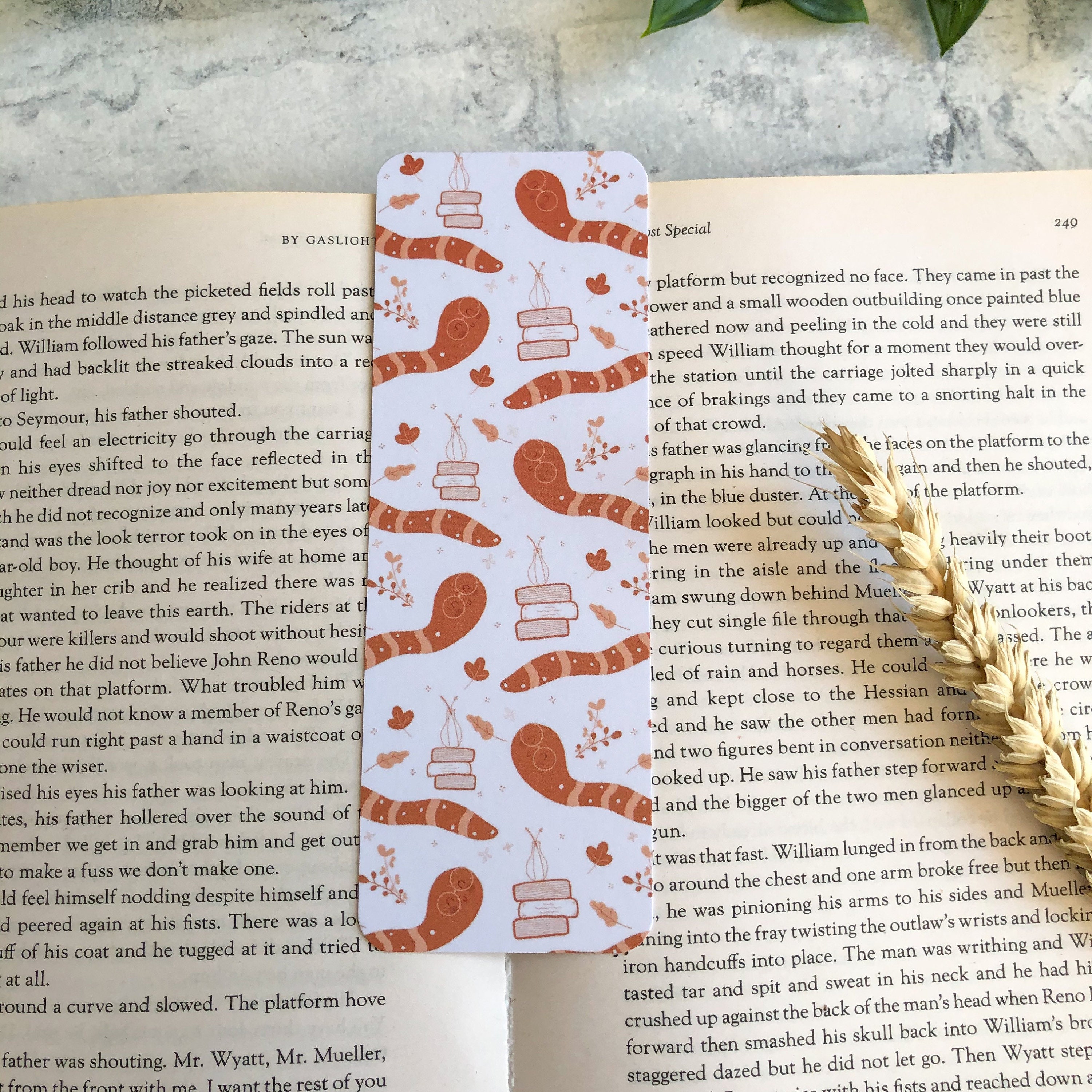Bookworm Bookmark Cute Bookworm Bookmark Cute Illustration | Etsy