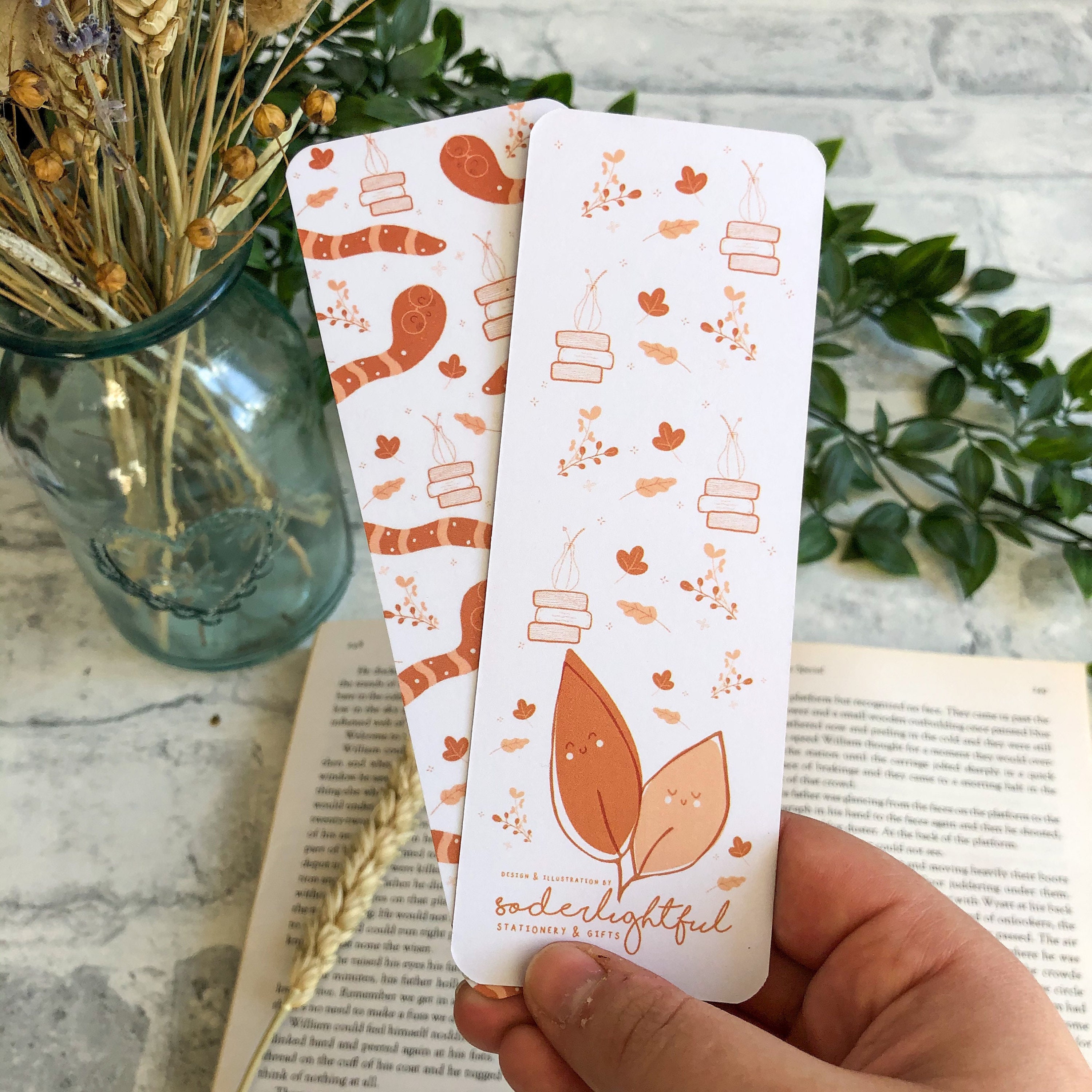 Bookworm Bookmark Cute Bookworm Bookmark Cute Illustration | Etsy