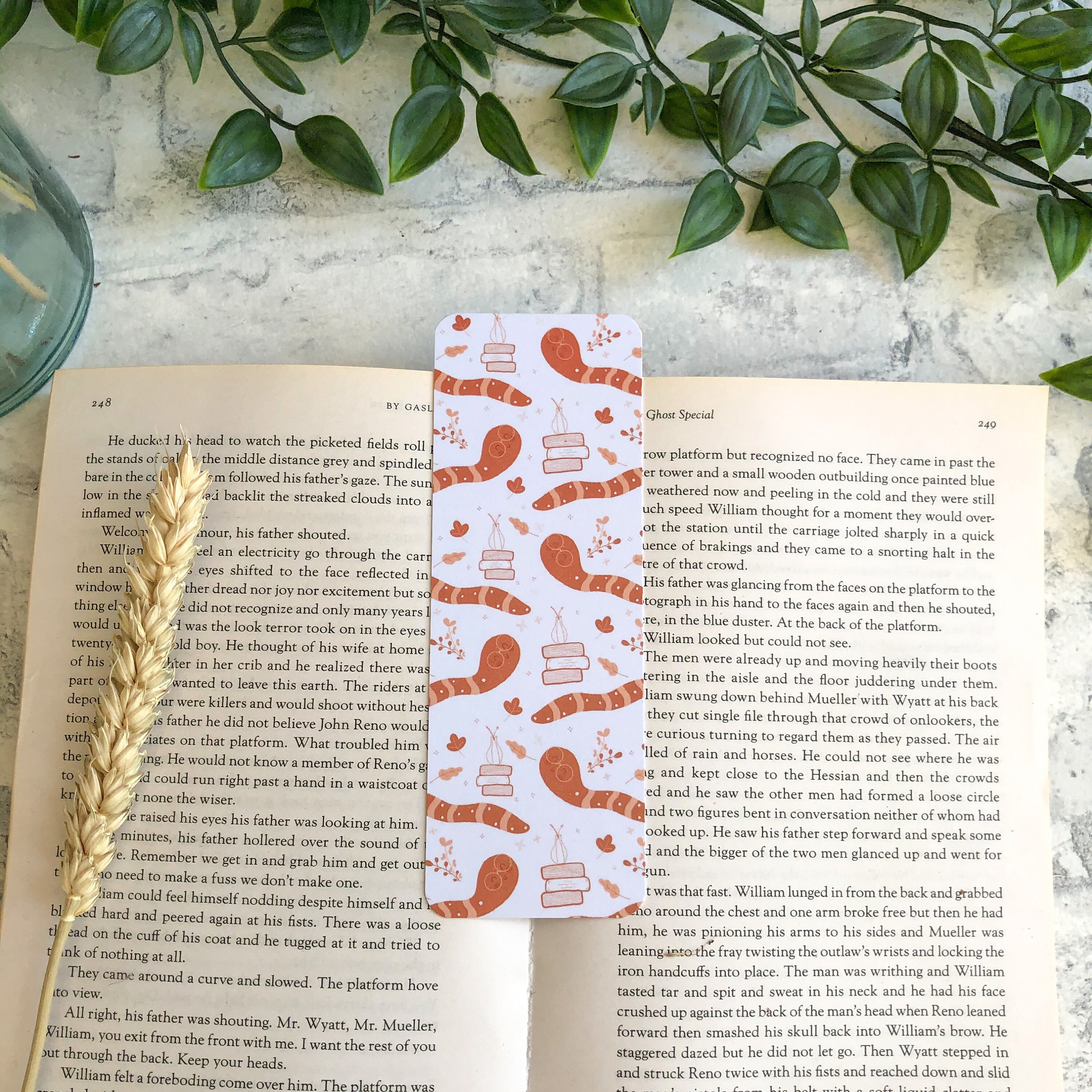 Bookworm Bookmark Cute Bookworm Bookmark Cute Illustration | Etsy