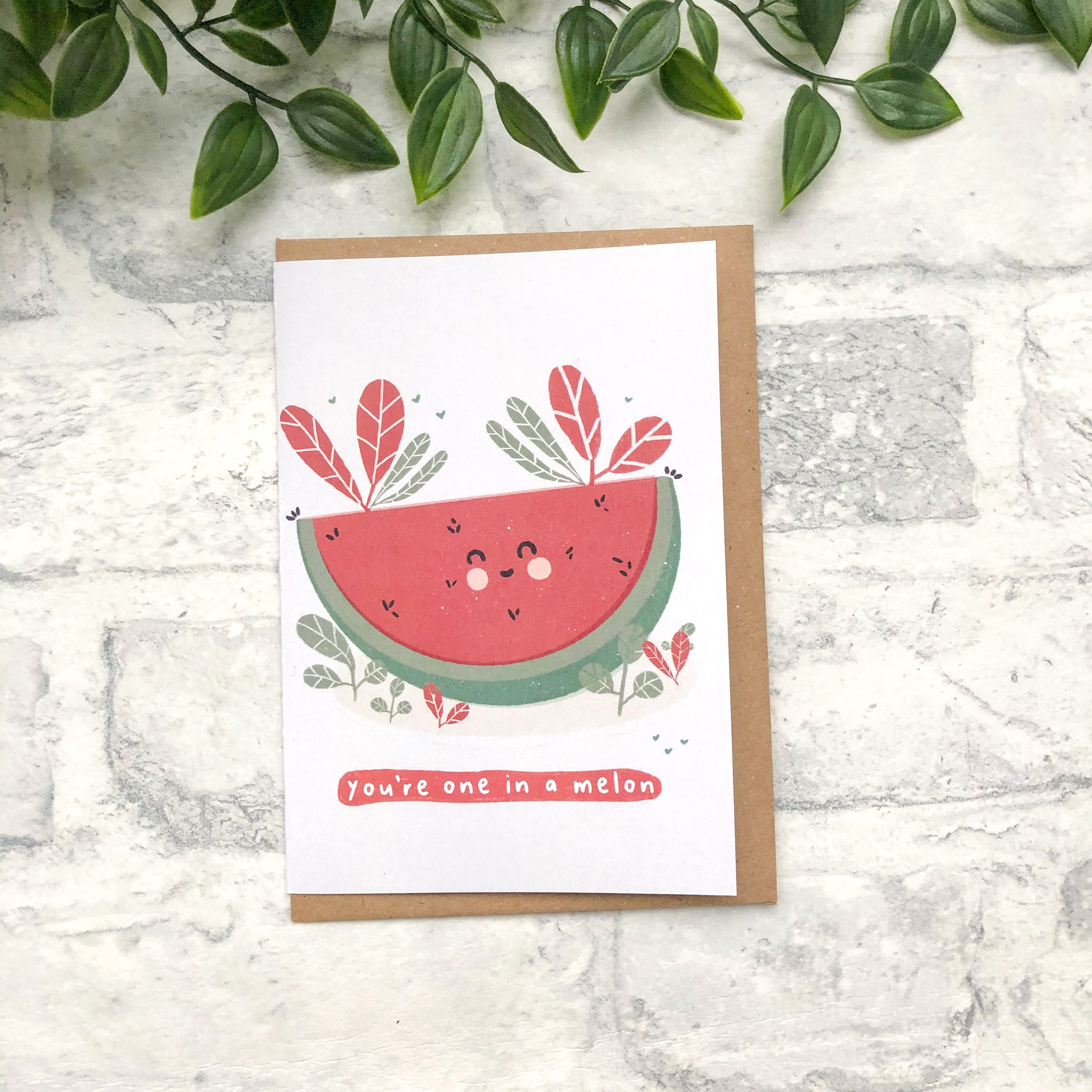 You're One in a Melon Card Greeting Card Cute - Etsy Israel