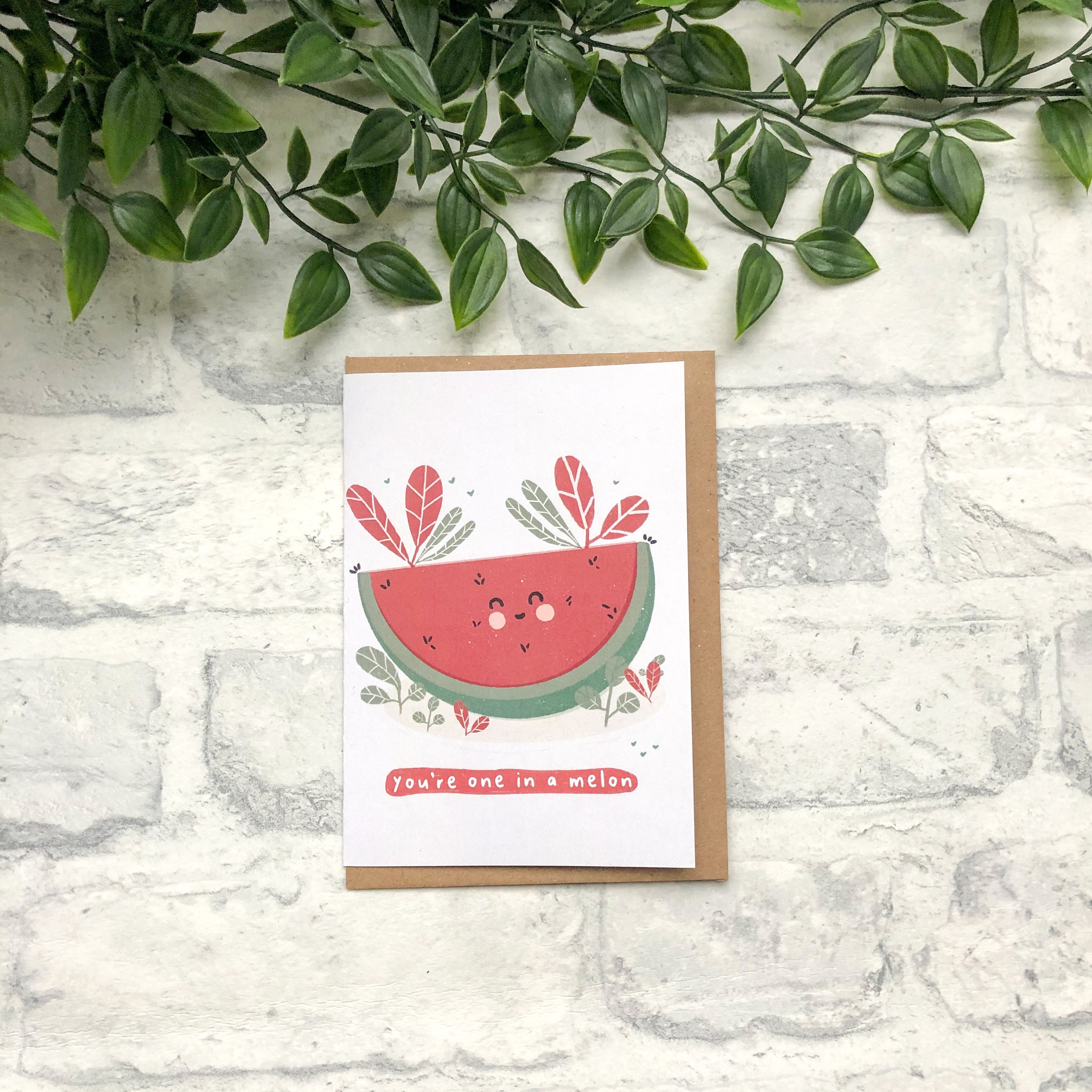 You're One in a Melon Card Greeting Card Cute - Etsy Israel