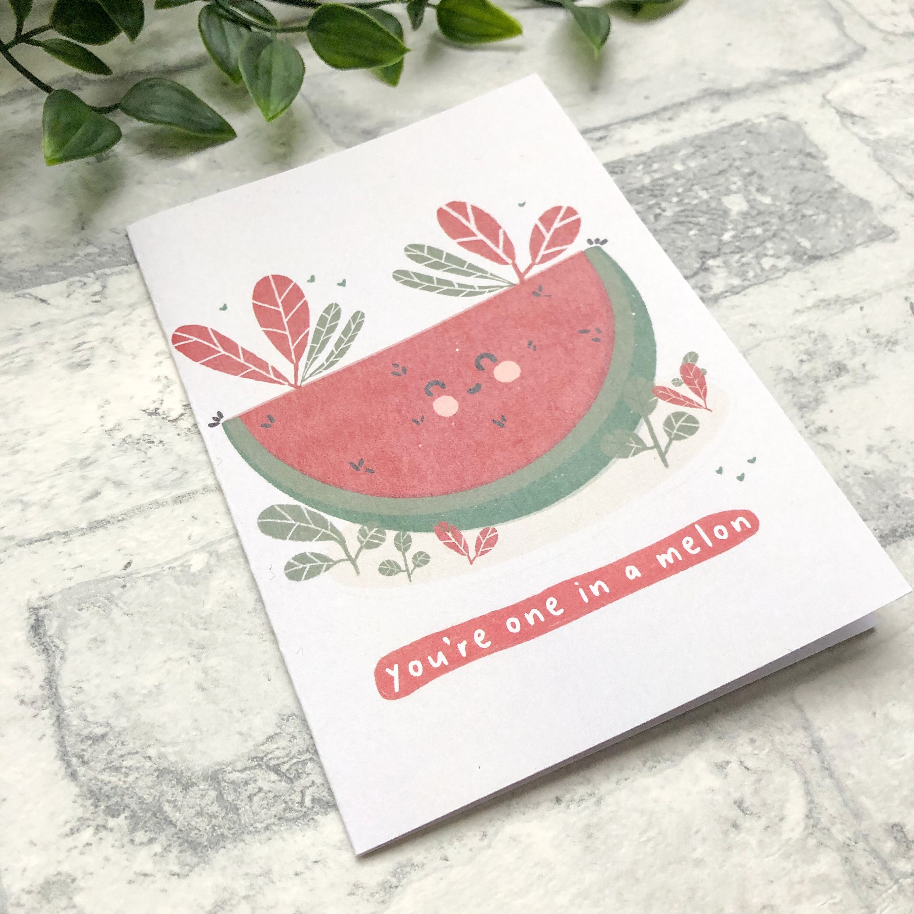 You're One in a Melon Card Greeting Card Cute - Etsy Israel