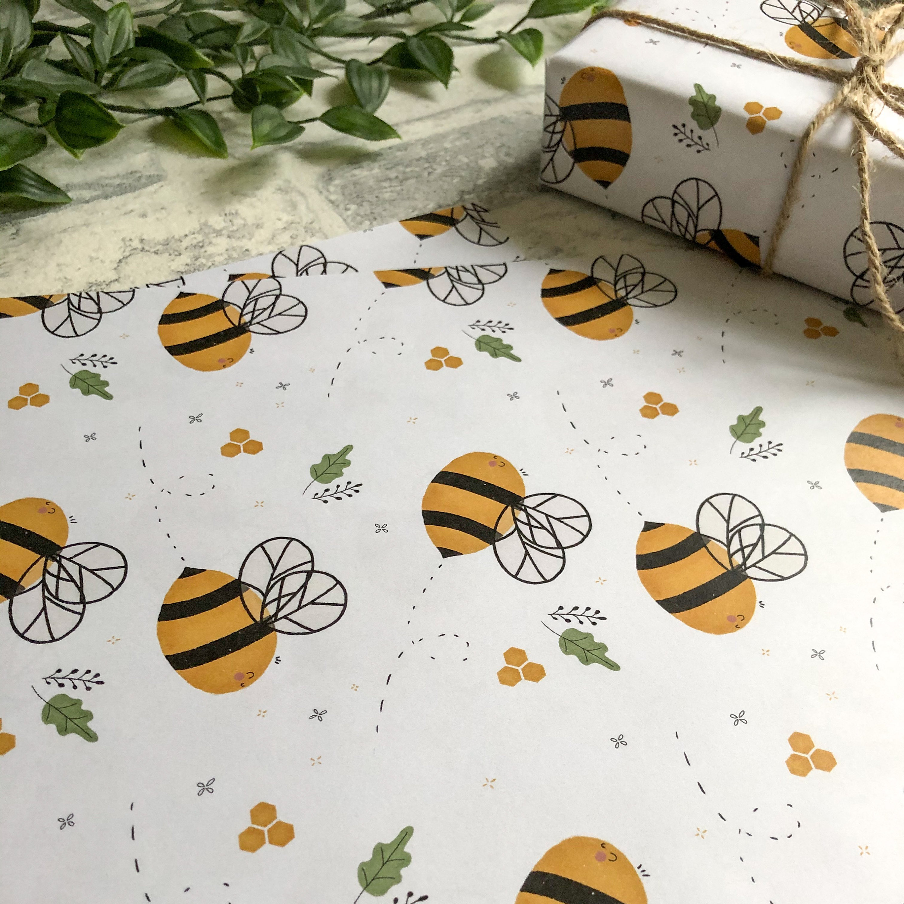 Happ-Bee Gift-Wrap Bee Wrapping Paper Cute Wrapping | Etsy
