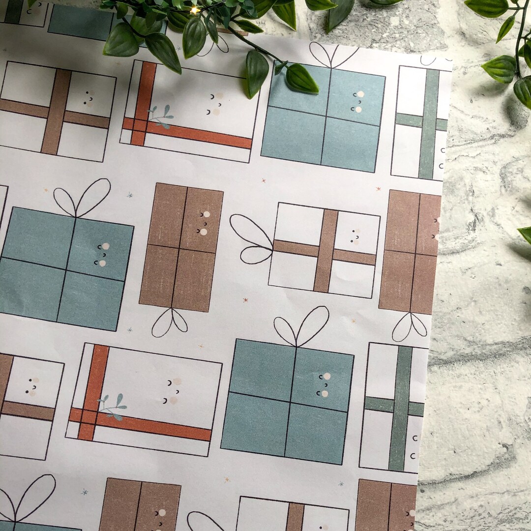 Christmas Gift Wrap Wrapping Paper Cute Illustrations Festive Gift Wrap ...