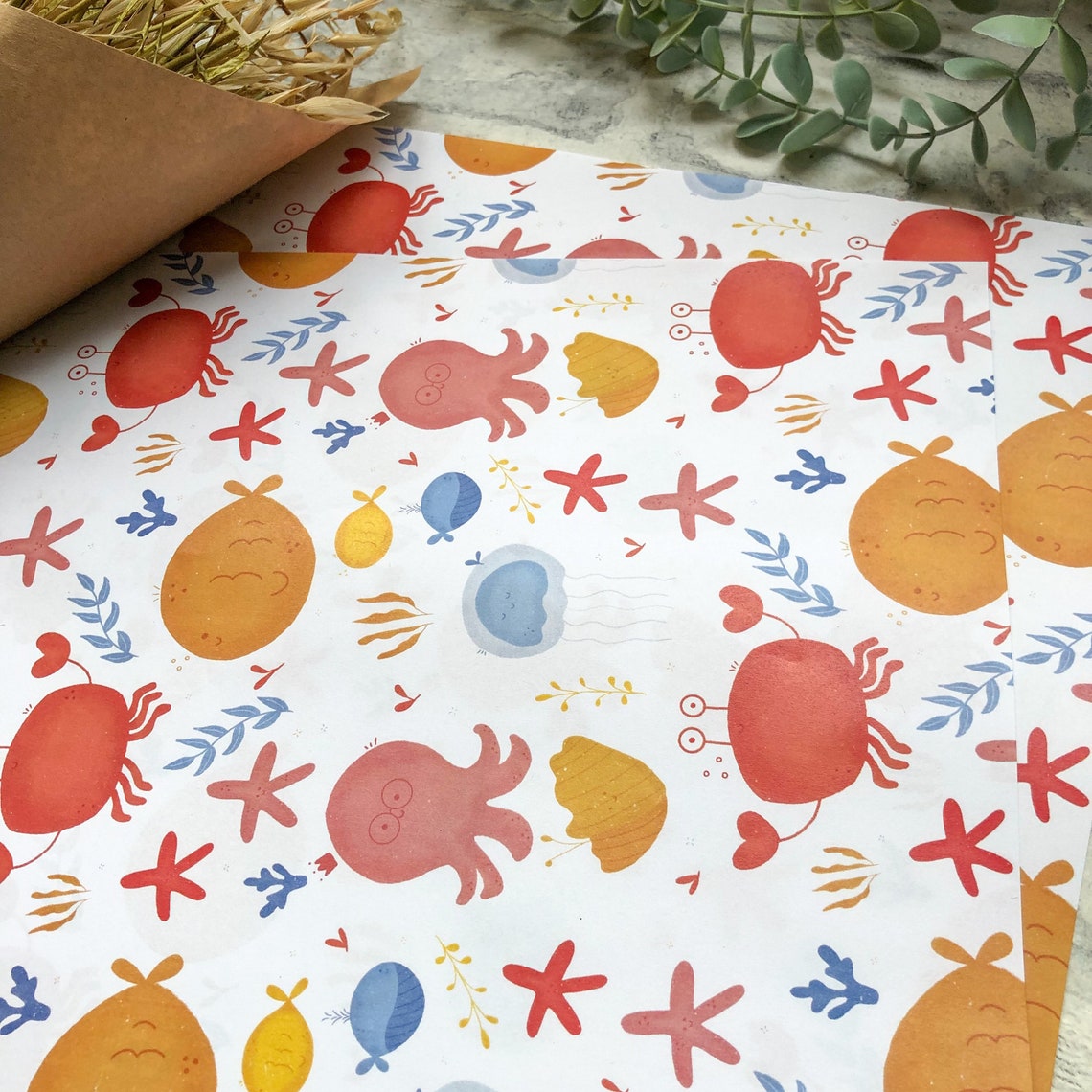 Under the Sea - Gift-wrap - Cute Sea Life - Wrapping Paper - Cute ...