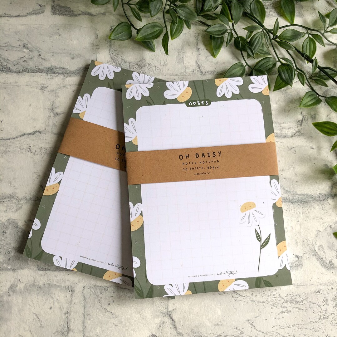 Oh Daisy A5 Notepad Cute Illustrations Daisy Notepad Soderlightful - Etsy