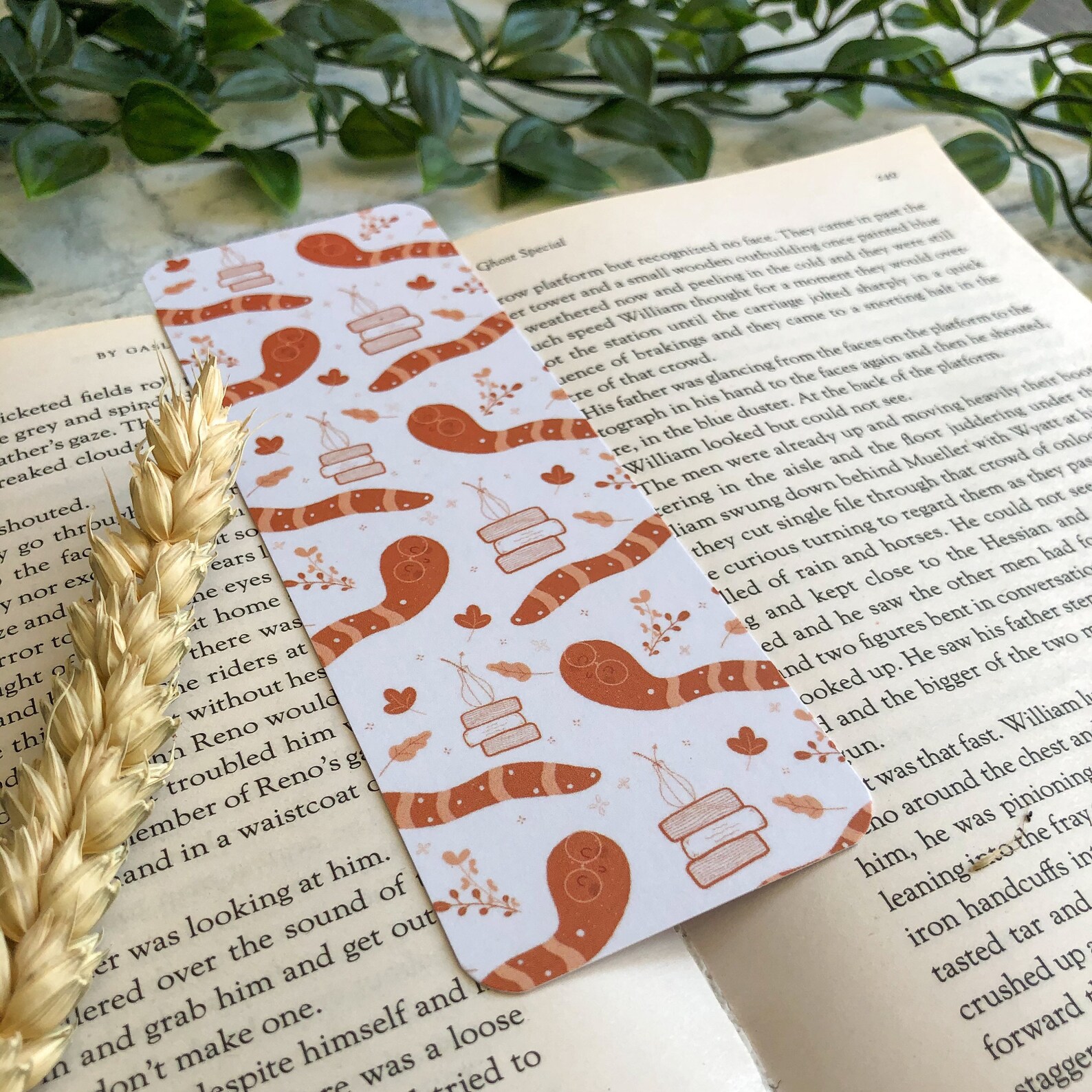 Bookworm Bookmark Cute Bookworm Bookmark Cute Illustration - Etsy