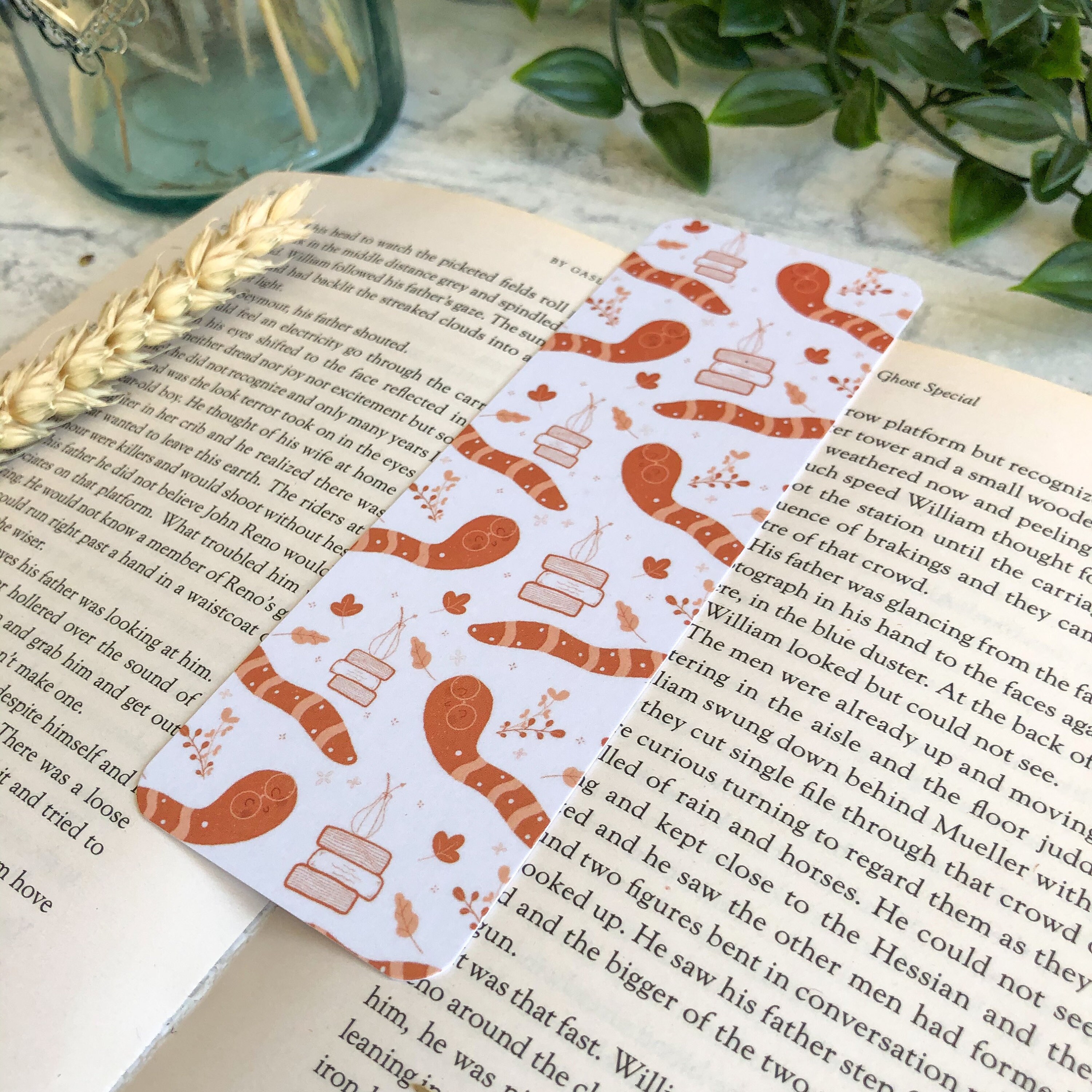 Bookworm Bookmark Cute Bookworm Bookmark Cute Illustration | Etsy
