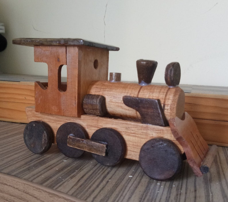 Wooden Cars and Locomotive Model SET of 4 Handmade Vehicles Miniature ...