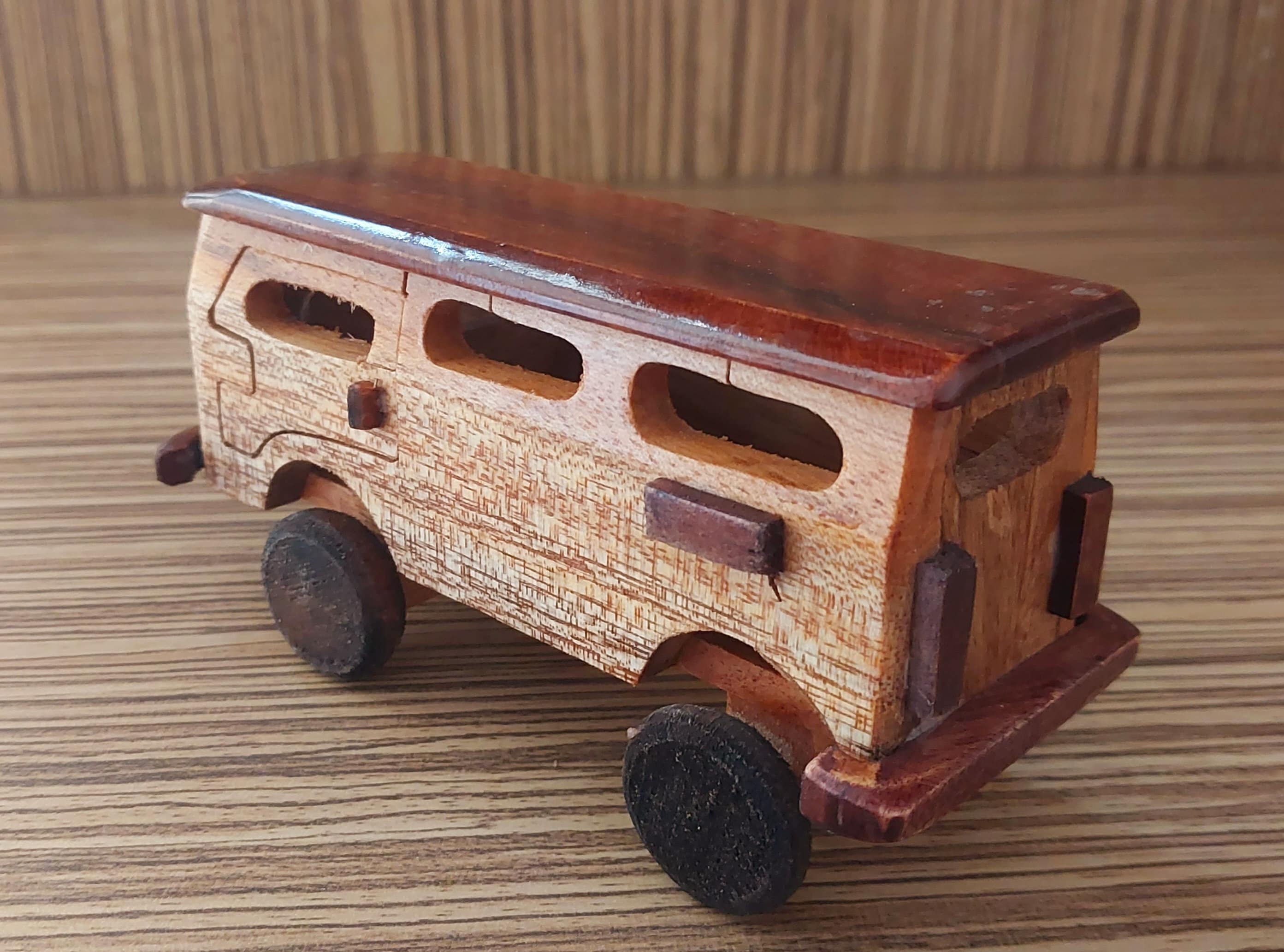 Wooden Bus Model Handmade Old Retro Vehicle Car Miniature - Etsy