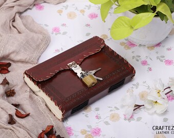 Leather Journal With Lock and Key Leather Journal for Men | Etsy