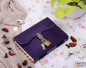 Leather Journal With Lock and Key Leather Journal for Men | Etsy