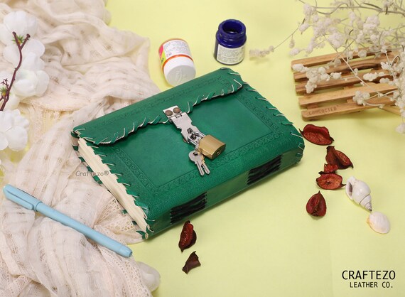 Leather Journal With Lock and Key Leather Journal for Men | Etsy