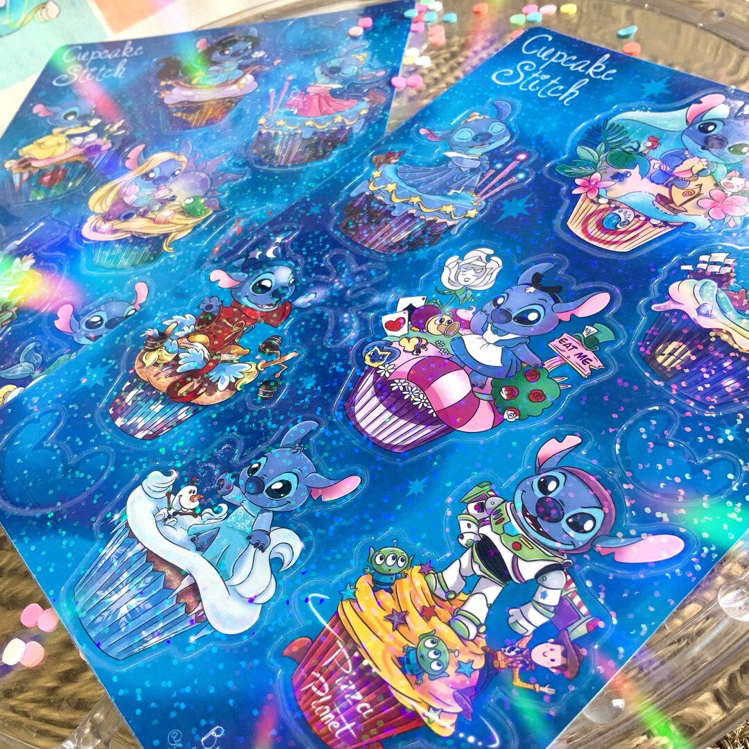 Cupcakes Stitch Glitter Sticker Sheet - Etsy