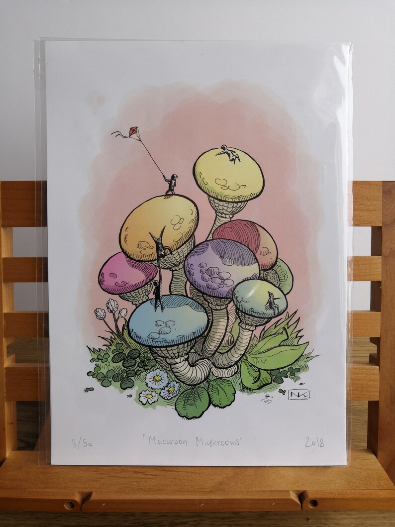 Macaroon Mushroom Art Print A4 by Mandrawke Pastel Colour - Etsy