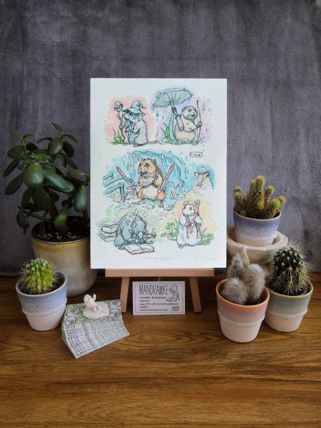 Fantasy Rodents Print A4 by Mandrawke Illustration Forest Mice Mouse ...
