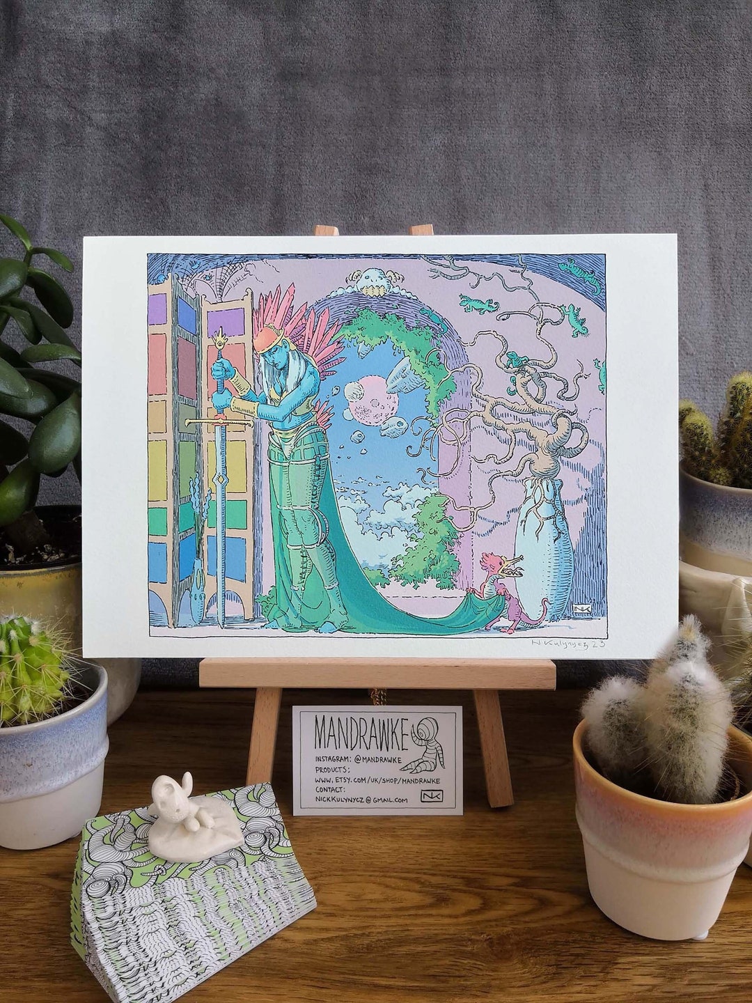 The Lizard Queen A4 Print, a Psychedelic Art Rainbow Space Opera ...