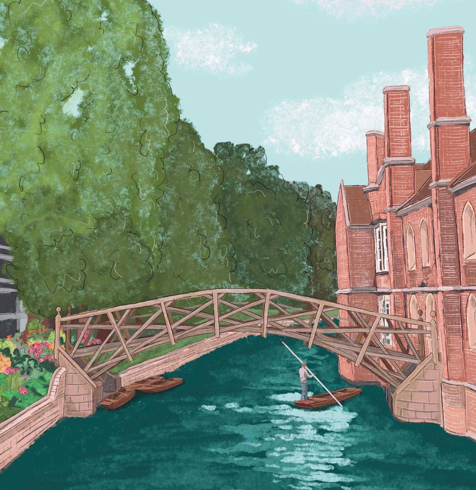 Cambridge England UK Art Print “mathematical Bridge”, Cambridge Print ...