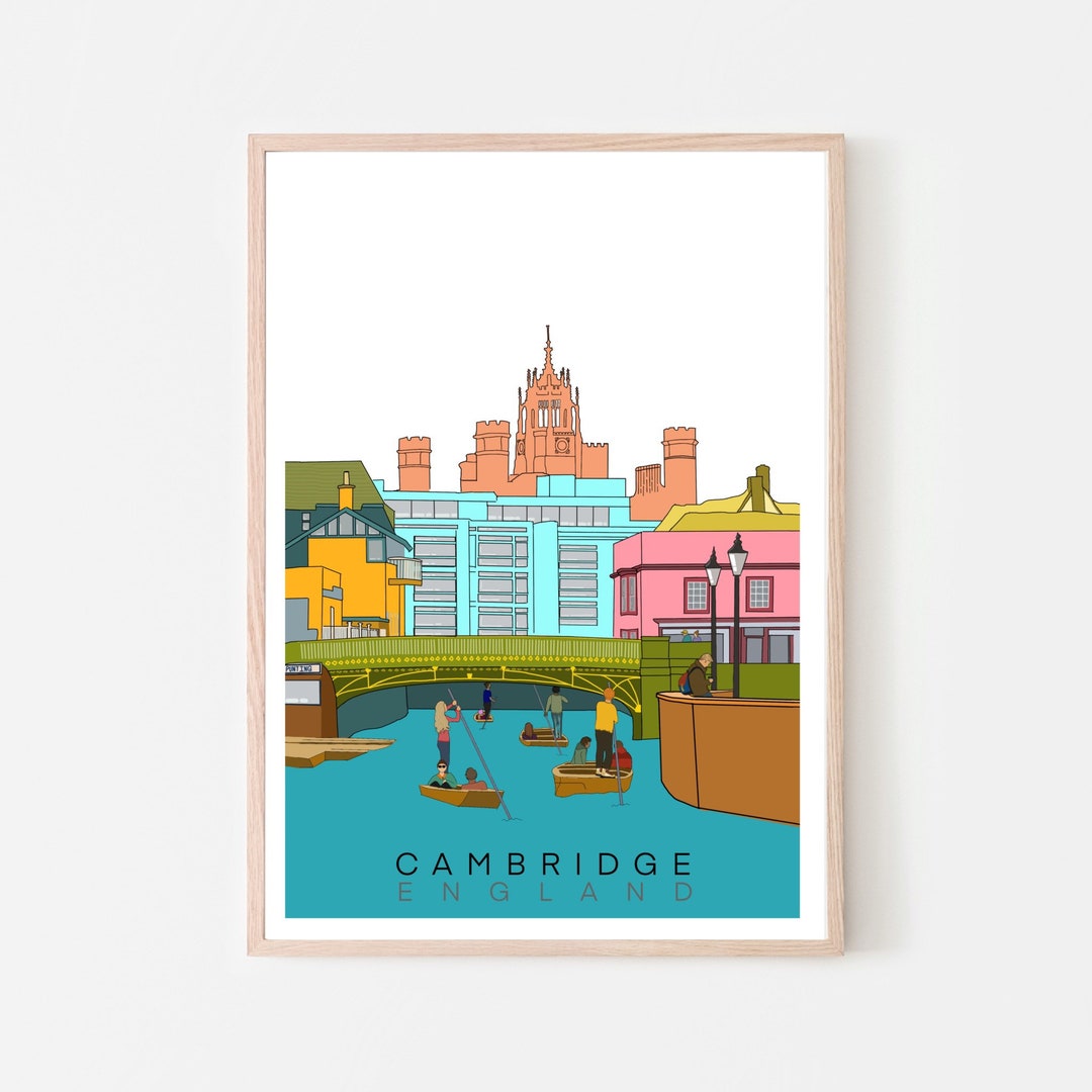 Cambridge England UK Art Print “bridge Street Punting”, Cambridge Print ...