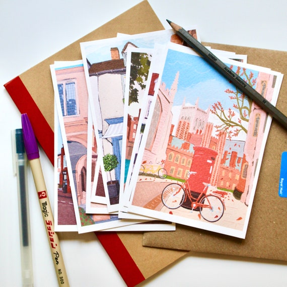 Cambridge England Postcard Set A6 Cambridge England UK Art - Etsy