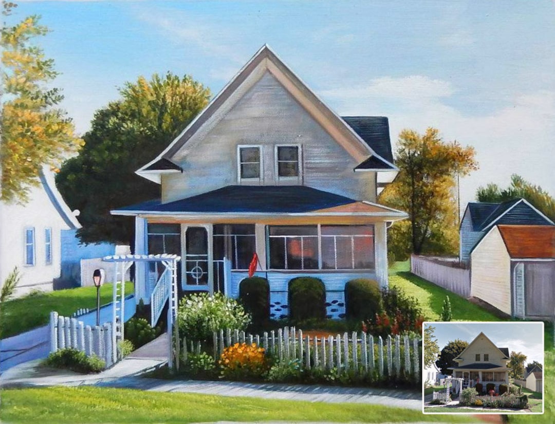 Custom House Painting, Hand Painted Oil Portrait, House Portrait ...