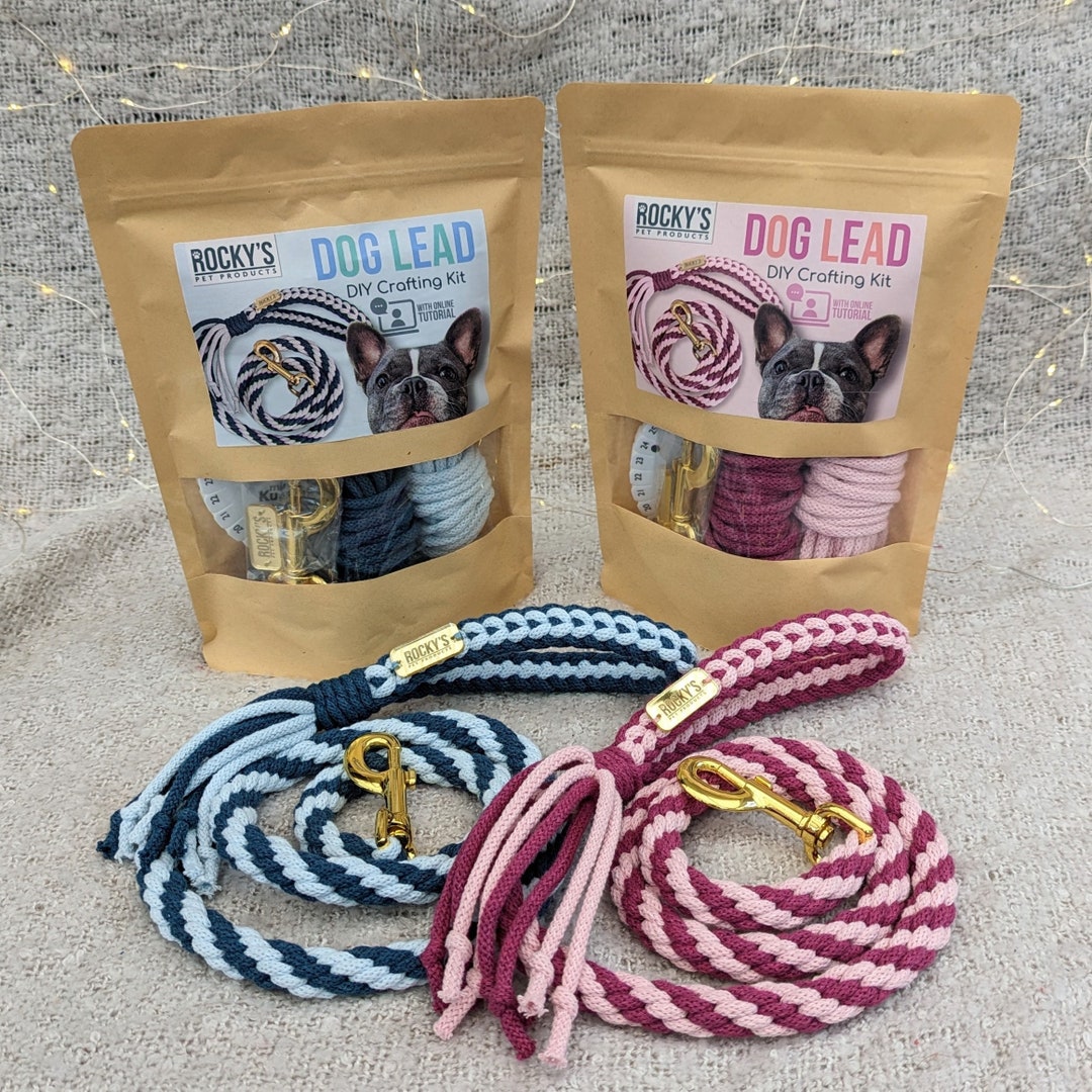 Dog Lead in Blue or Pink Make Your Own Crafting Kit, Rope Dog Lead, Dog ...