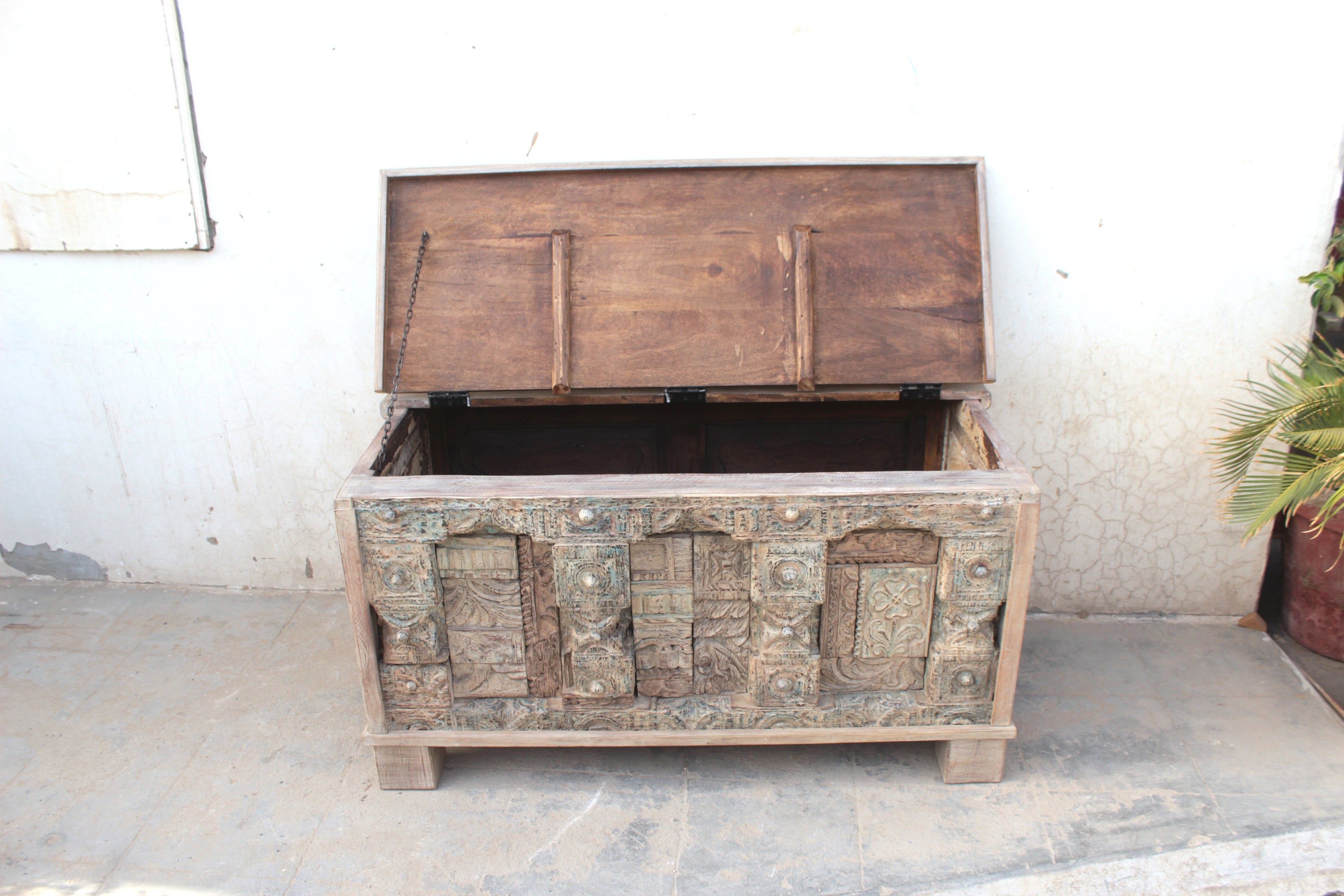 Trunk Box, Wooden Storage Chest Box, Ornamented Storage Chest, Bed ...