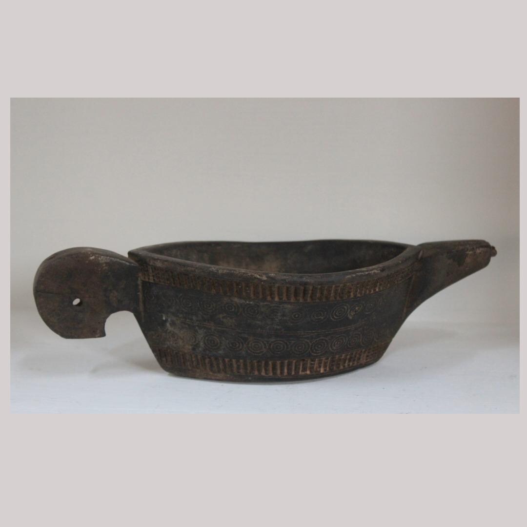 Vintage Tribal Wooden Bowl – Hand Carved Kharal Pot / Holy Water Vessel ...