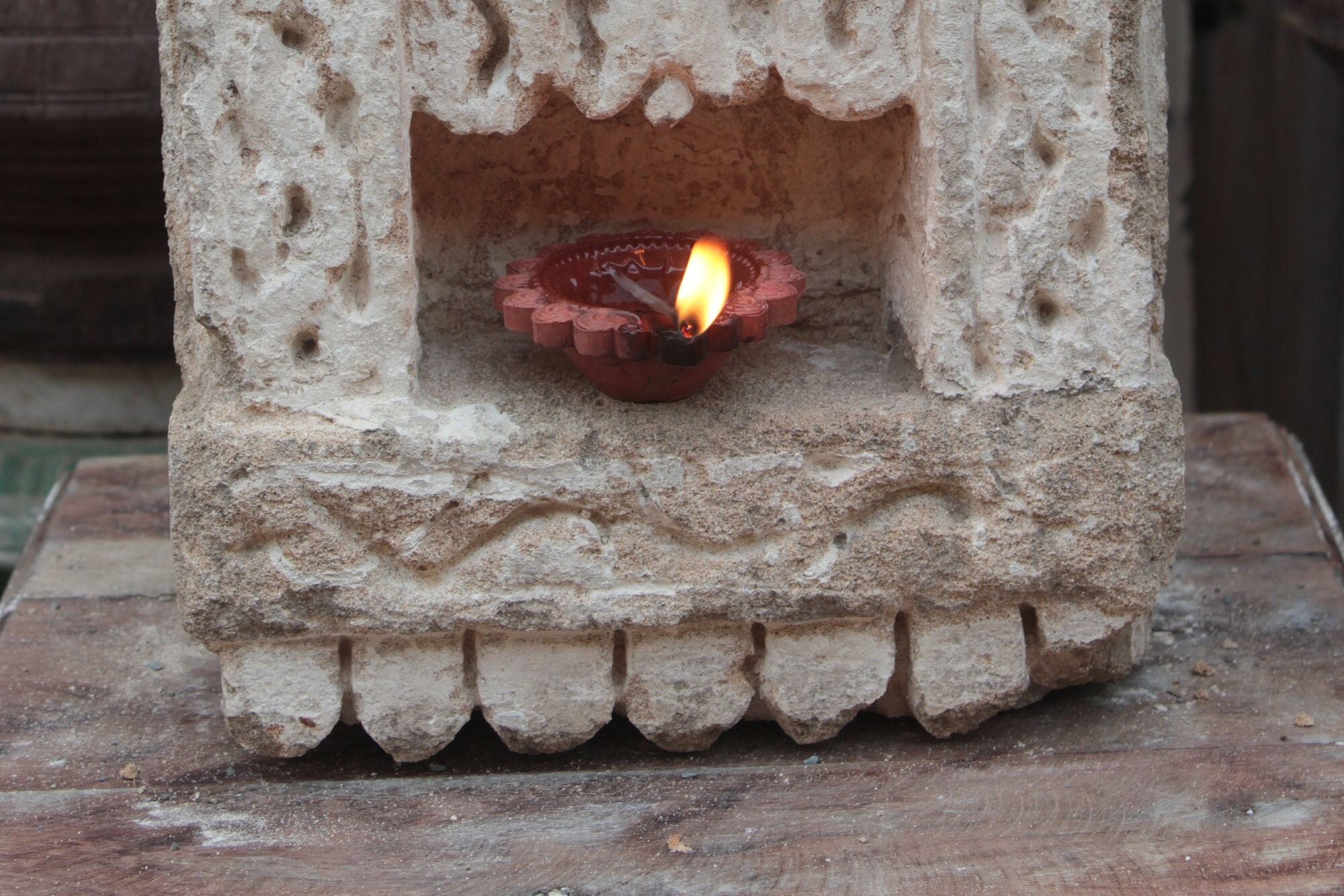 Stone Aala, Vintage Stone Alcove for Garden, Stone Shrine for Lights ...