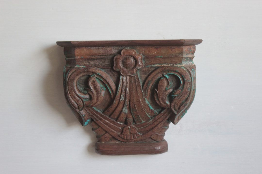 Vintage Wooden Carved Face Shelf Shelves/ Antique Wall Ledge ...