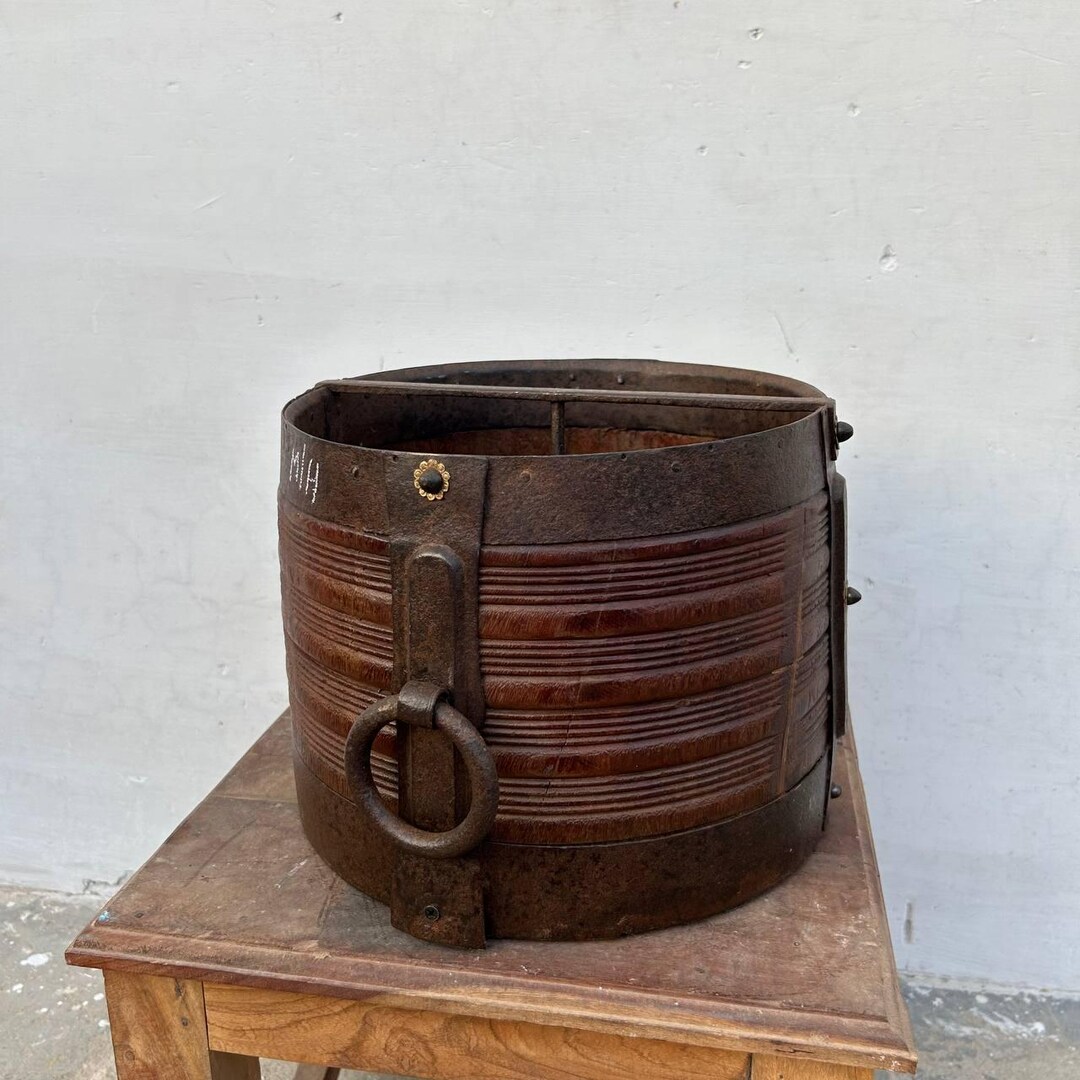 Old Vintage Wood Grain Measurements Pot, Table Top Planter, Vintage ...