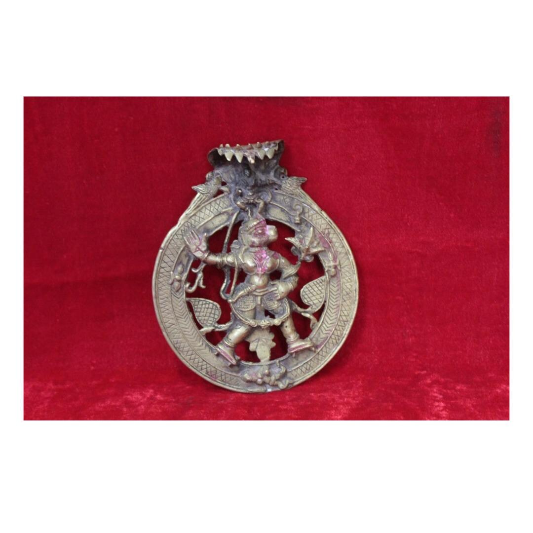 Antique Brass God Wall Plate – Round Vintage Hindu Deity Plaque ...