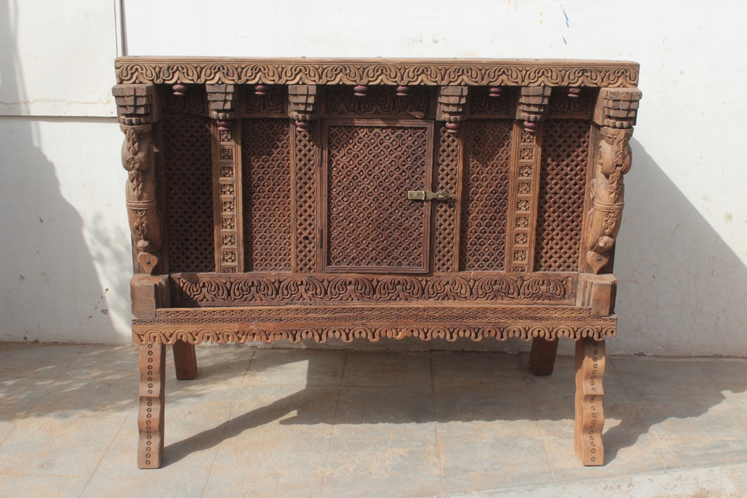 Damchiya, Carved Dowry Chest, Vintage Trunk Box, Side Table Console - Etsy